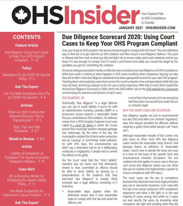 NEWSLETTERS – OHS Insider